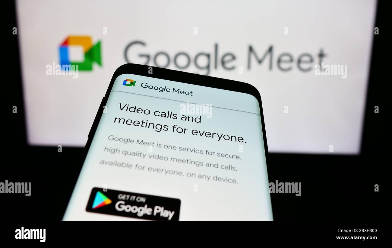 Smartphone with website of video communication service Google Meet on ...