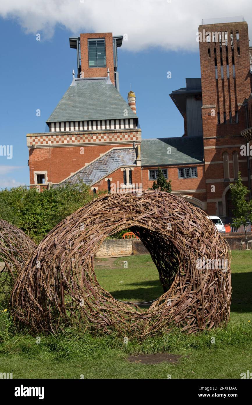 Twin woven willow pods built by Forest Edge Community Project outside ...