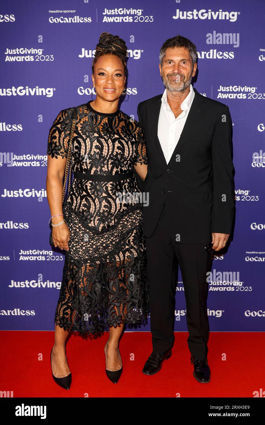 EDITORIAL USE ONLY Angela Griffin (left) with Jason Milligan at the ...