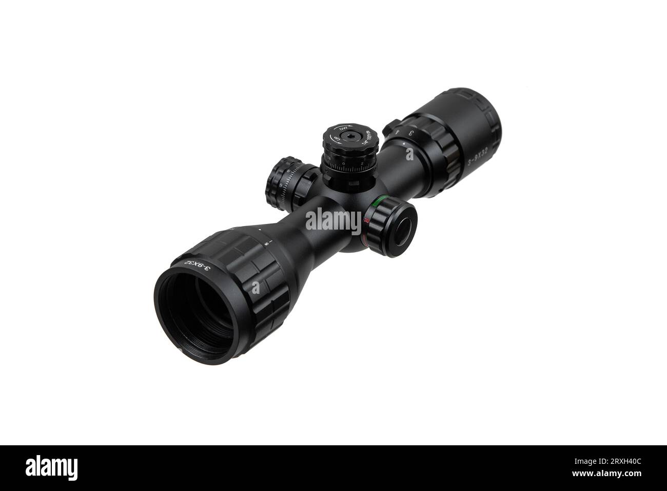 Modern sniper scope on a white background. Optical device for aiming ...
