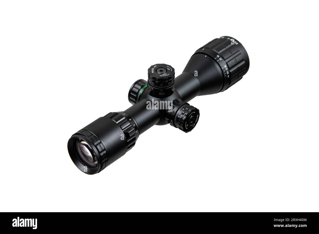 Modern sniper scope on a white background. Optical device for aiming ...