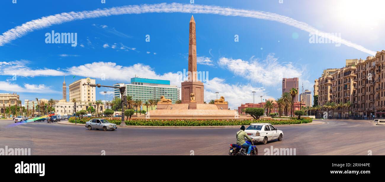 Ramses II obelisk installed in Tahrir Square in Cairo, Egypt Stock ...