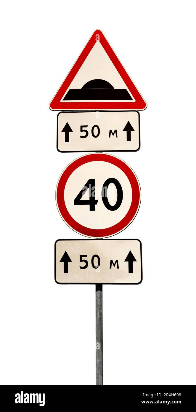 Road sign on a white background. Traffic rules. Road Safety Stock Photo ...