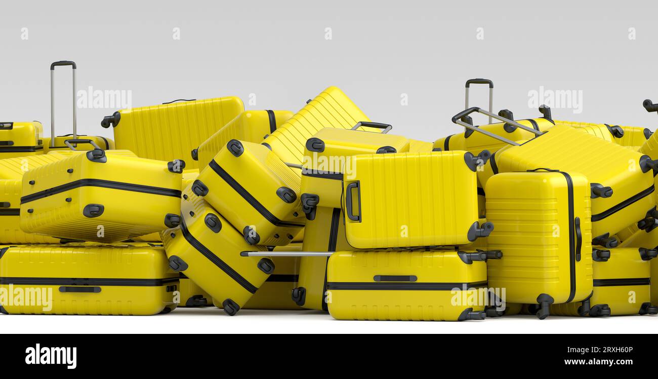 Pile of suitcase or baggages isolated on white background.. 3d render ...
