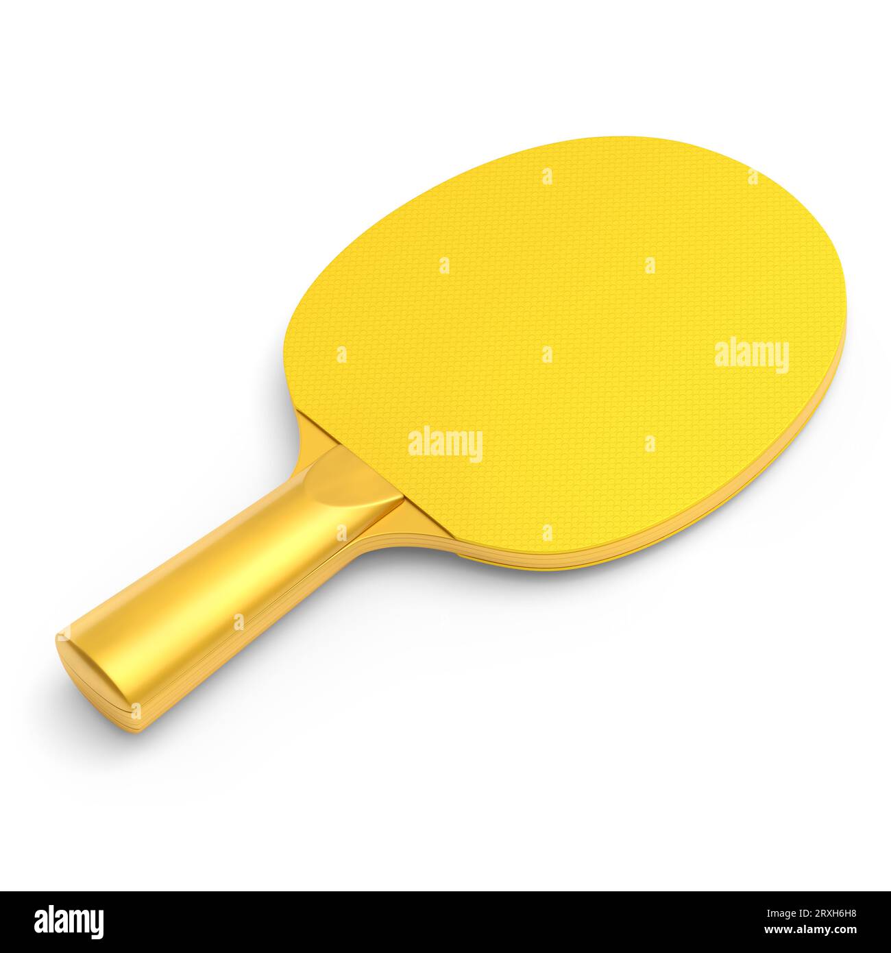 Yellow ping pong racket for table tennis isolated on white background ...