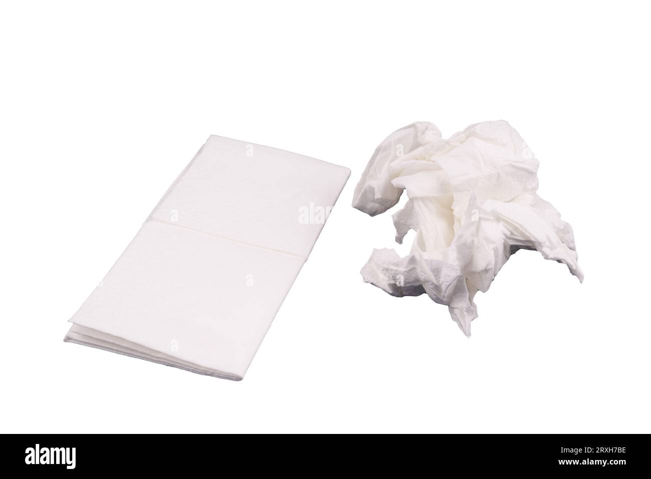 new and one used paper handkerchiefs on a transparent background Stock ...