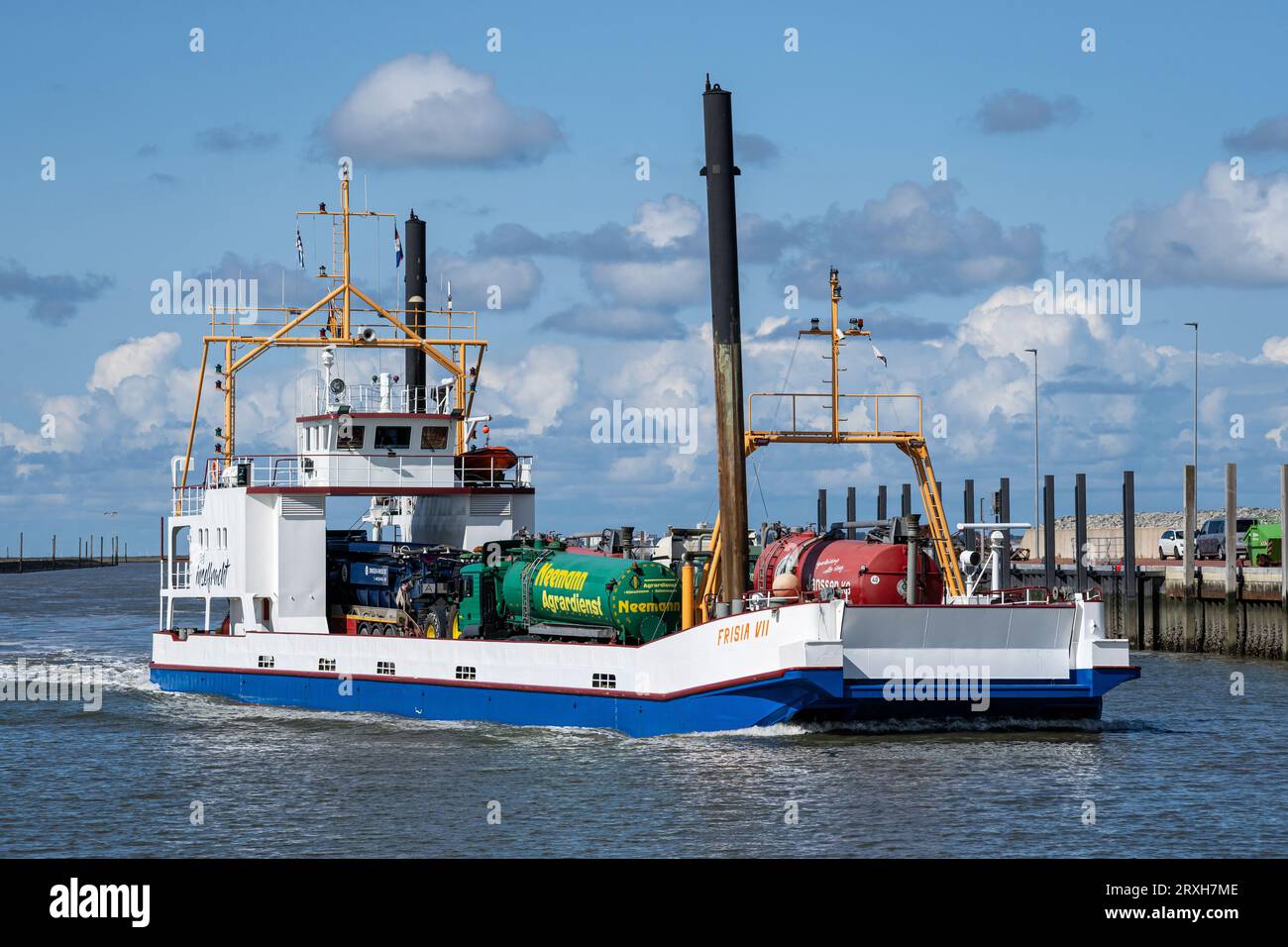 landing ship ‘Frisia VII’ in the port of Norddeich, Germany Stock Photo ...