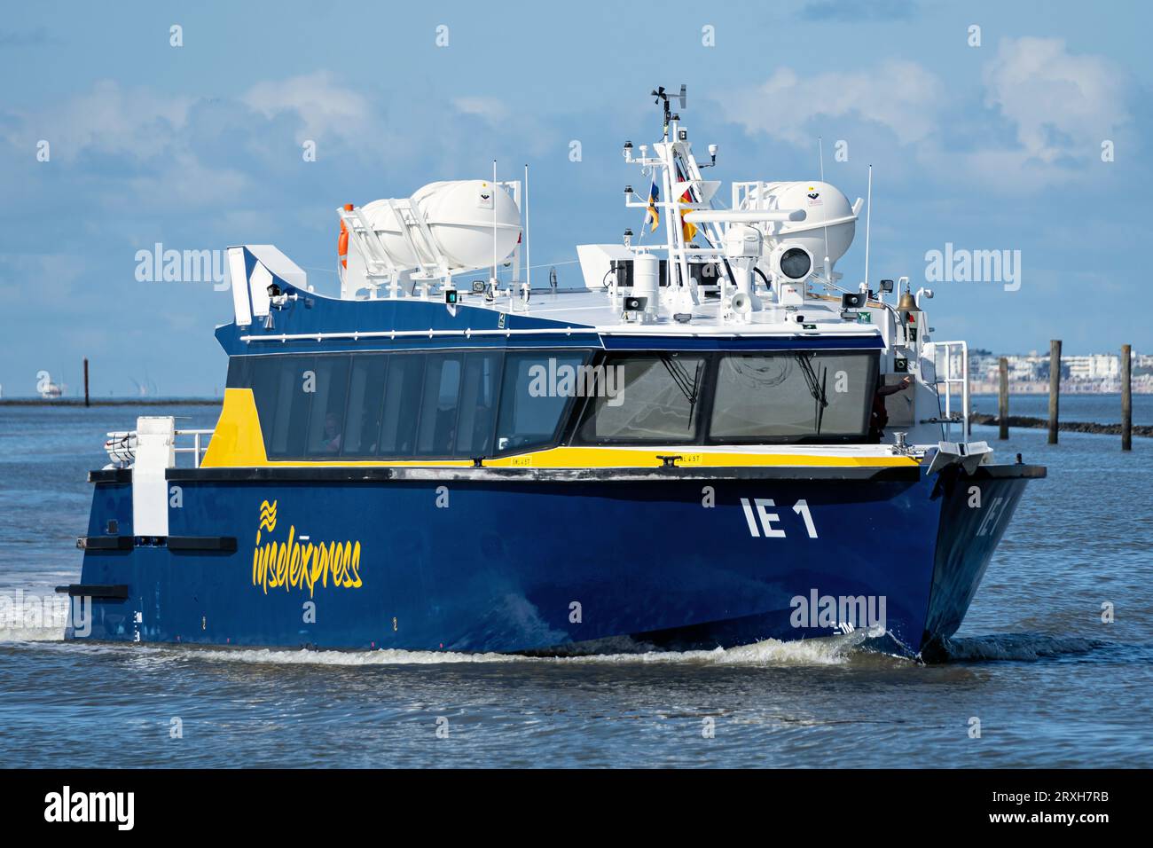 ‘Inselexpress 1’ ferry in the port of Norddeich, Germany Stock Photo ...