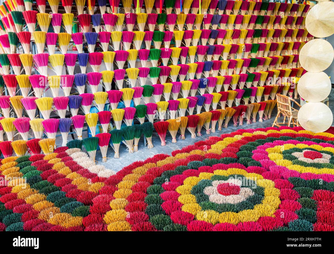 Traditional incense shop with colorful incense sticks in Hue, Vietnam ...
