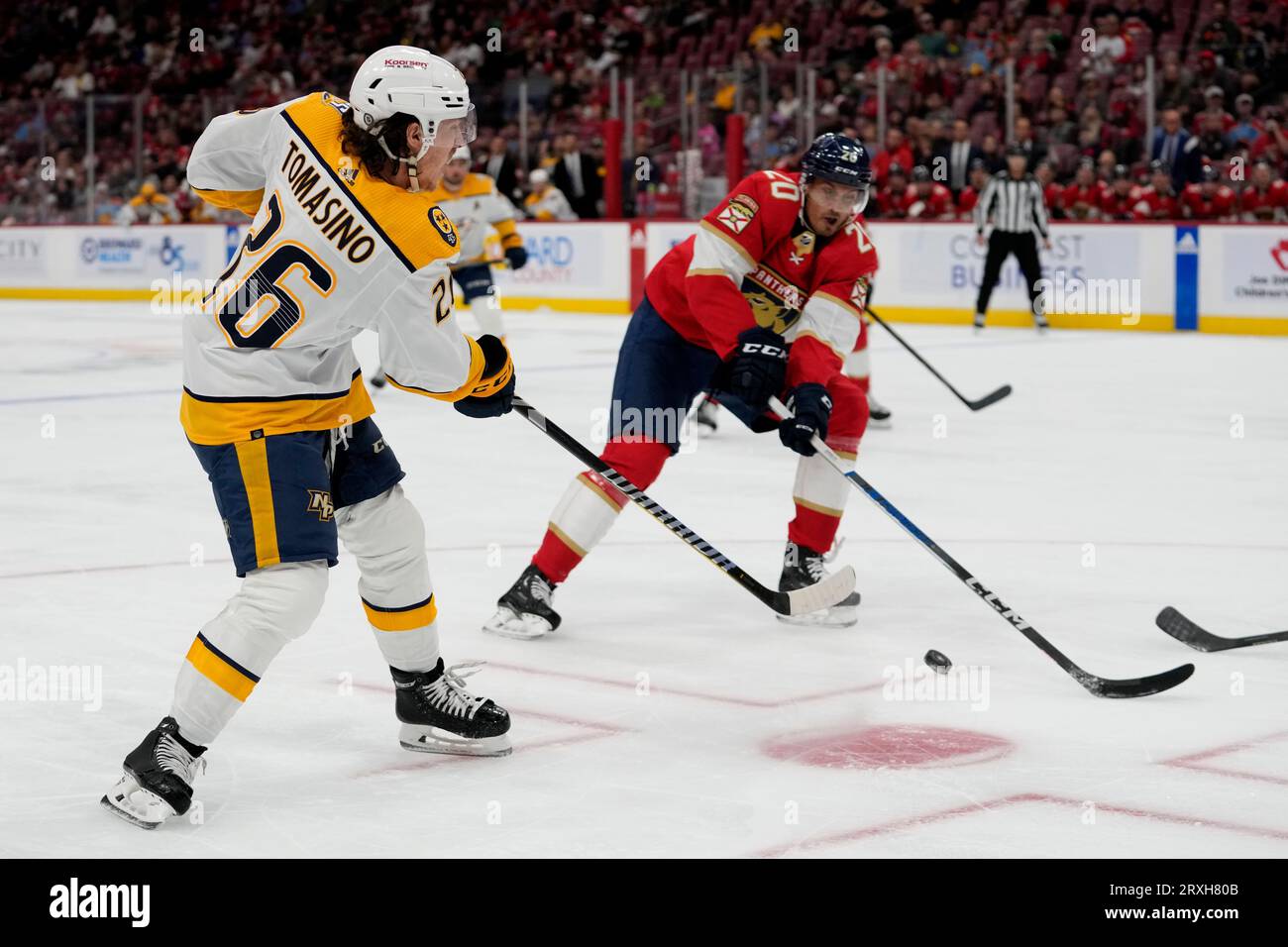 Nashville Predators forward Cole Smith (36) passes the puck as Florida ...