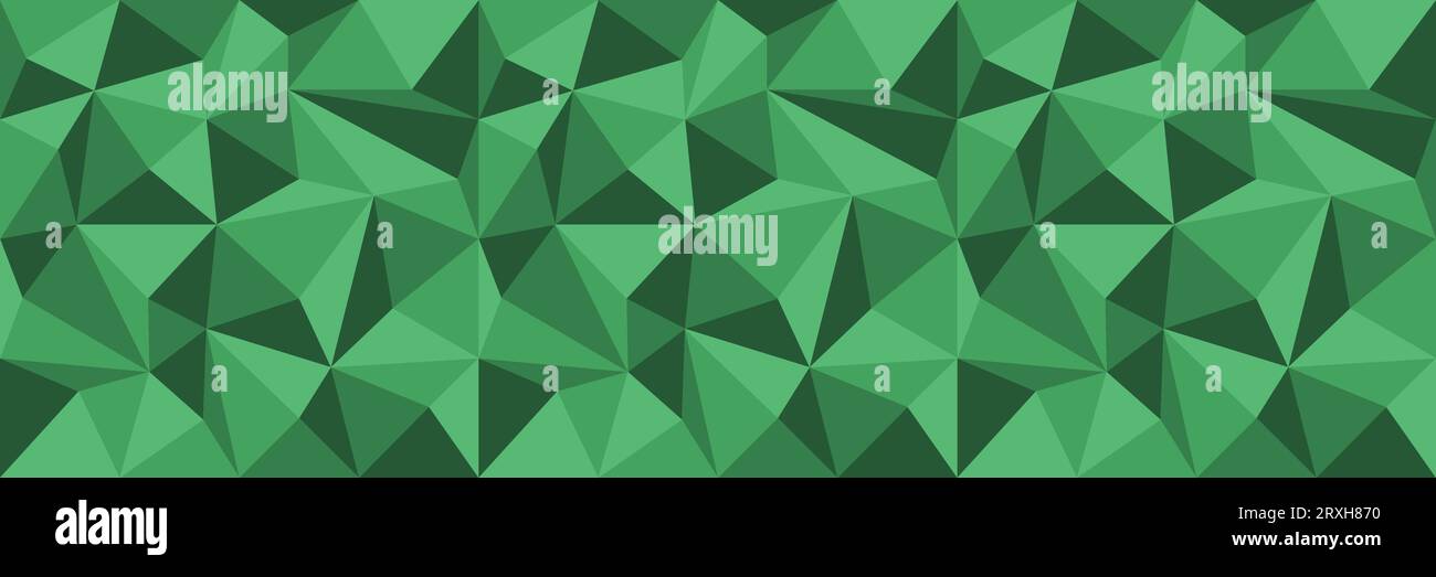 Green geometric seamless background or border with triangles, vector ...