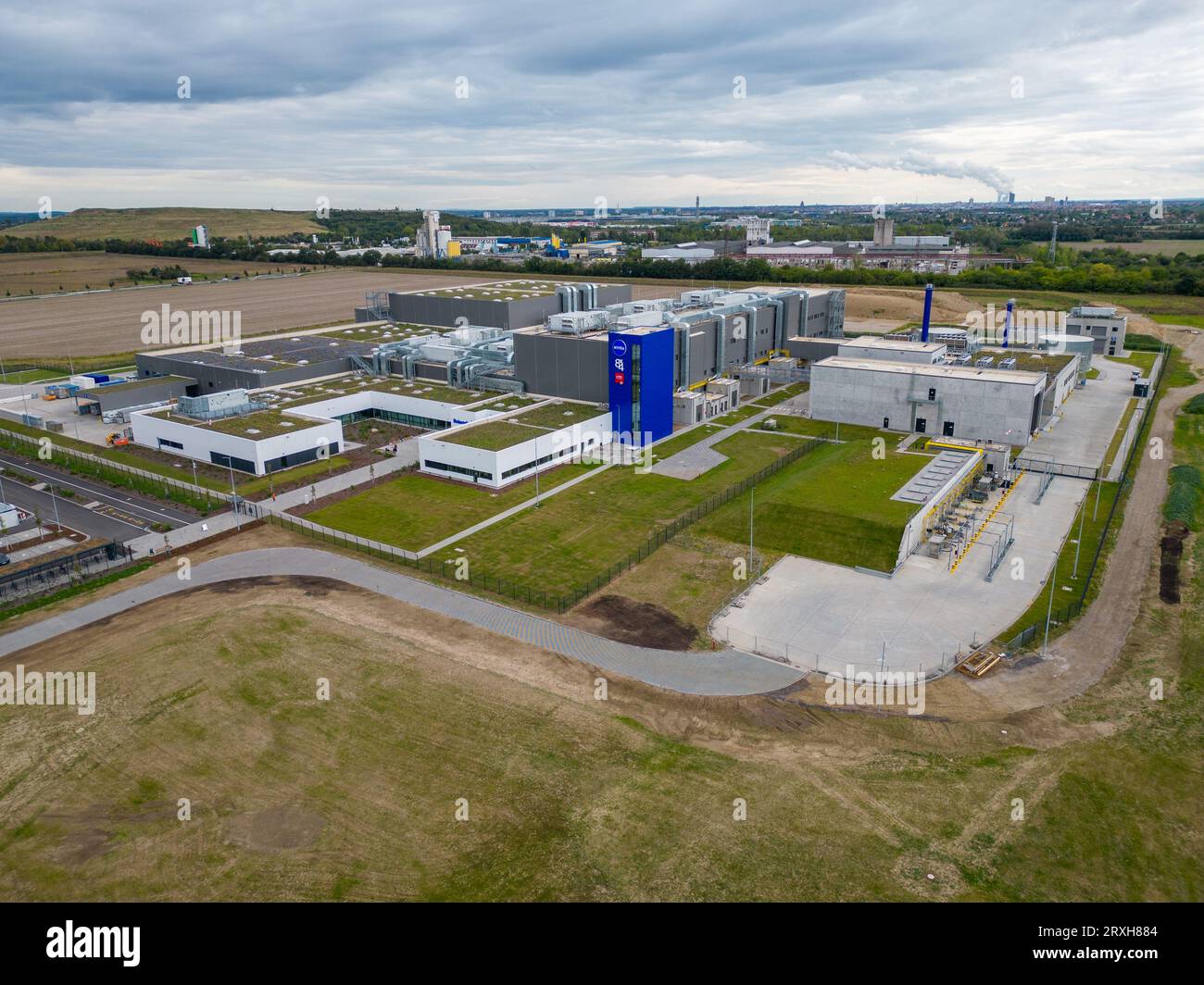 22 September 2023, Saxony, Leipzig: View of Beiersdorf's new plant. The ...