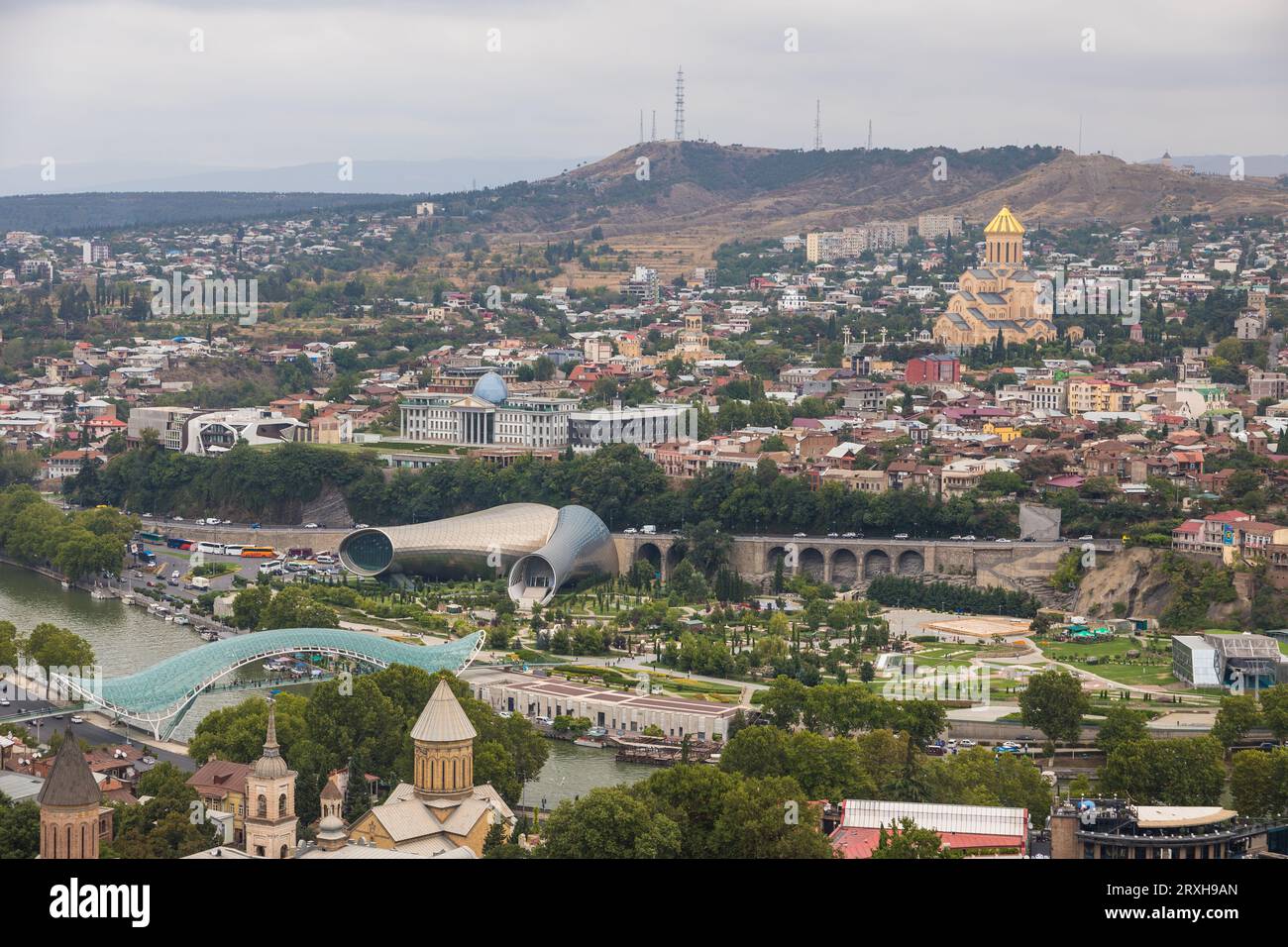 Tbilisi, Georgia - 30 August 2019: Old Tbilisi view from cable car ...