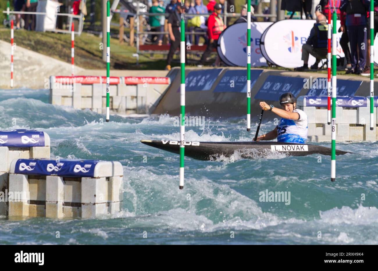 Lea Novak of Slovakia competes in the women's C1 at the ICF Canoe ...