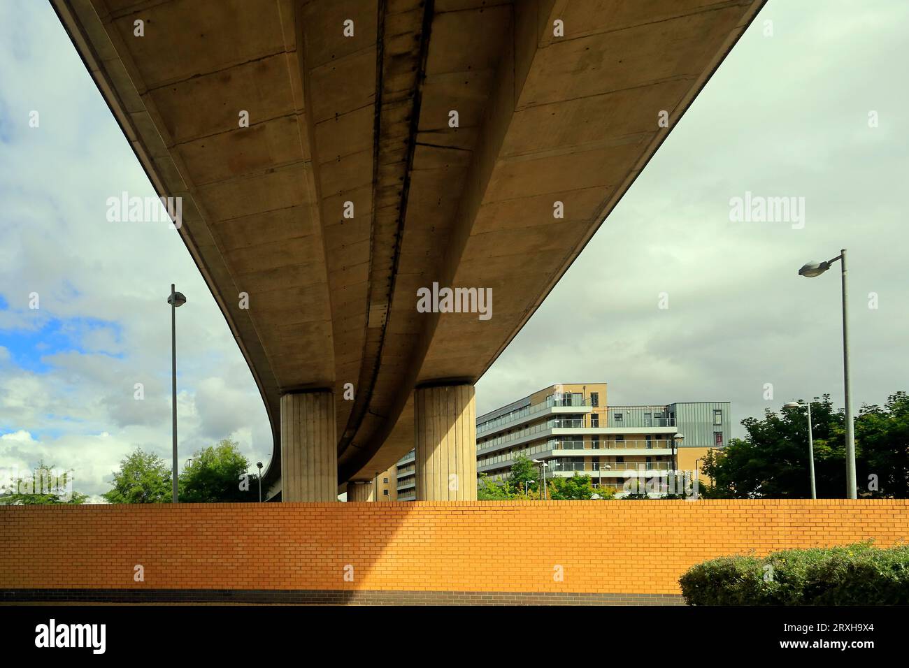 The flyover road bridgeacross the river Ely, near Cardiff Bay, Taken ...