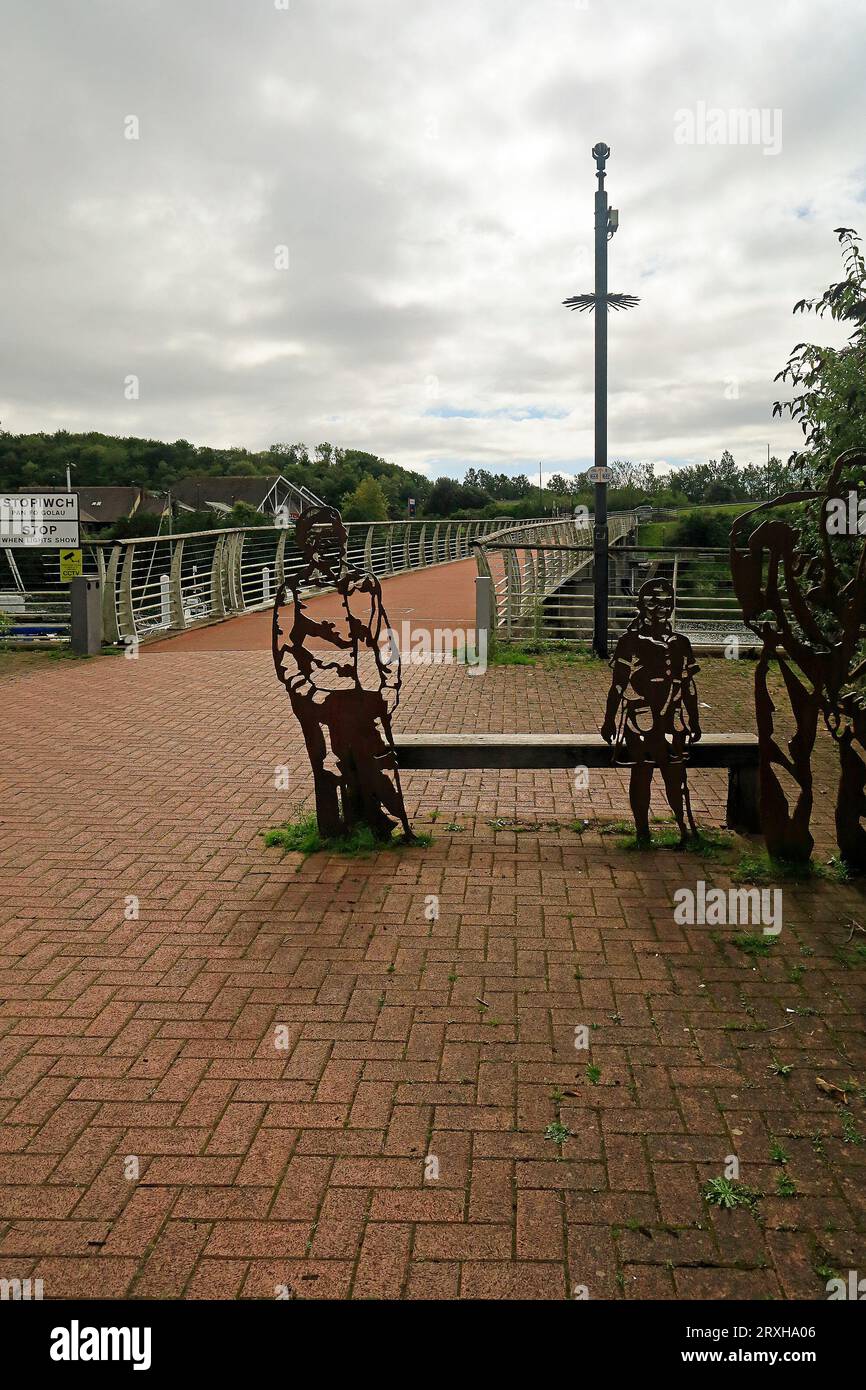 Bont y Werin pedestrian and cyclists bridge across the Ely river near ...