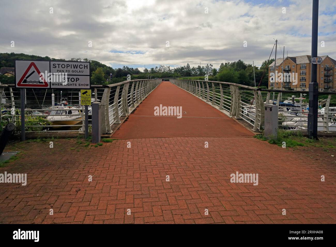 Bont y Werin pedestrian and cyclists bridge across the Ely river near ...