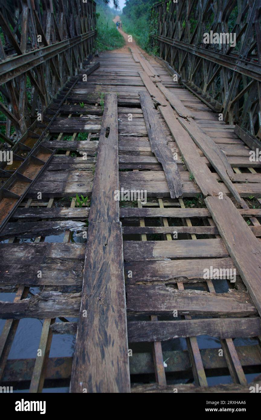 A dilapidated bridge leading to and from the gold mines Stock Photo - Alamy