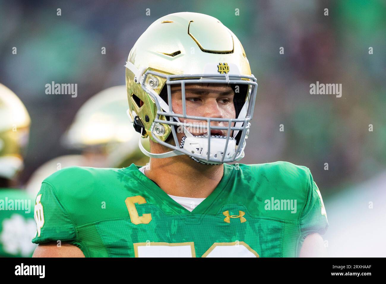 South Bend, Indiana, USA. 23rd Sep, 2023. Notre Dame offensive lineman ...