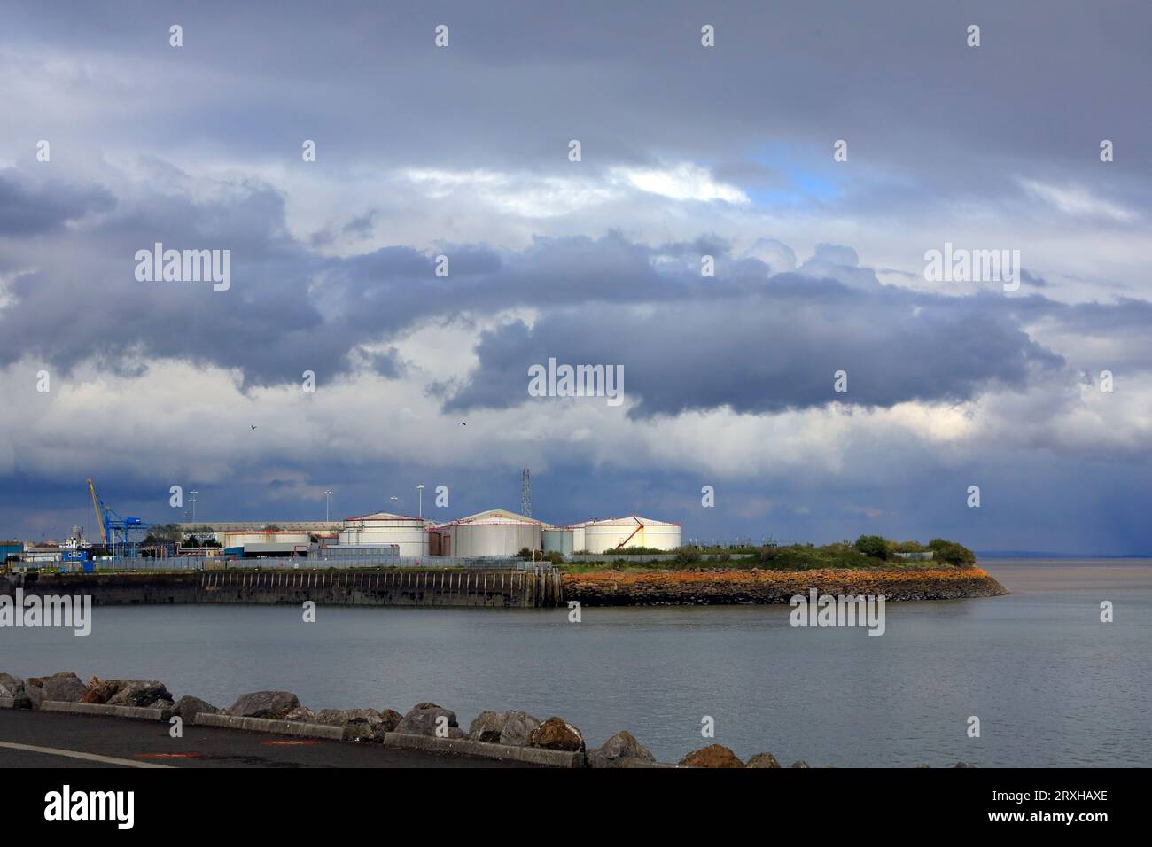 View from Cardiff Bay Barrage out over Bristol Channel and Storage ...