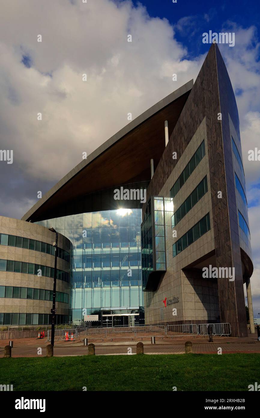 Atradius Insurance building, Cardiff Bay against blue/cloudy sky, Taken ...