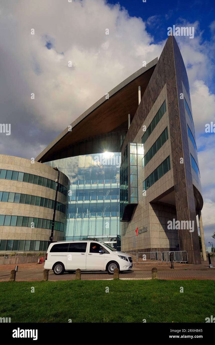 Atradius Insurance building, Cardiff Bay against blue/cloudy sky, Taken ...