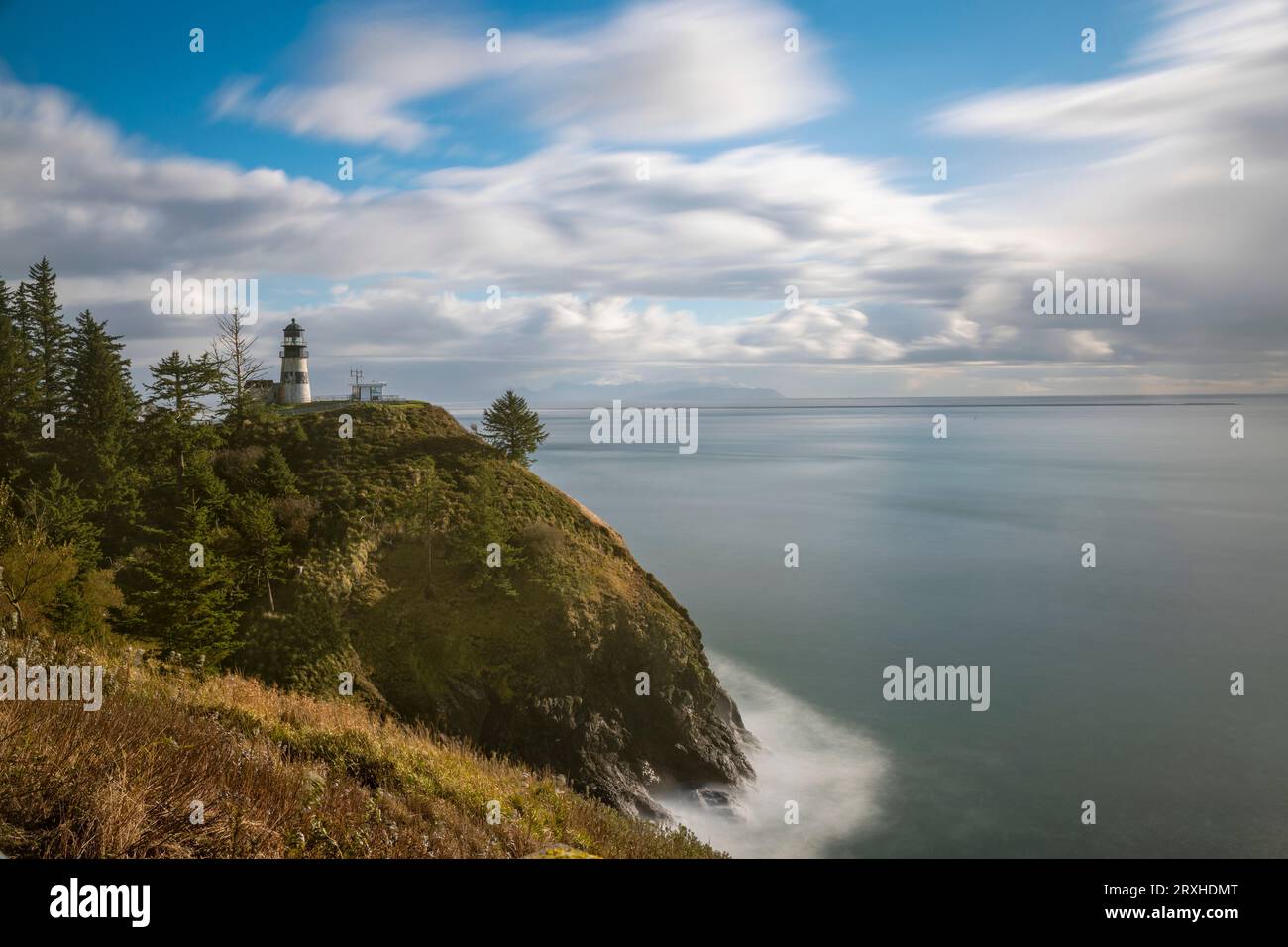 Cape Disappointment Lighthouse and the mouth of the Columbia River in ...