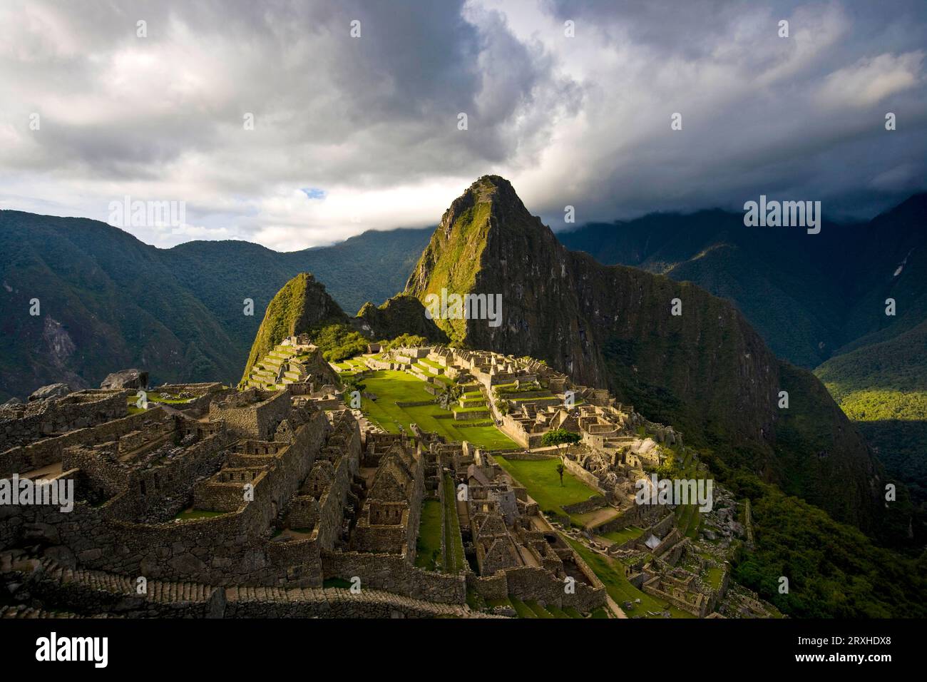 Reconstructed stone buildings on Machu Picchu; Peru Stock Photo - Alamy