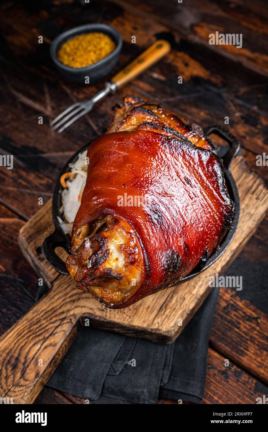 Bavarian Schweinshaxe Roast pork Hock Ham, knuckle with Sauerkraut ...