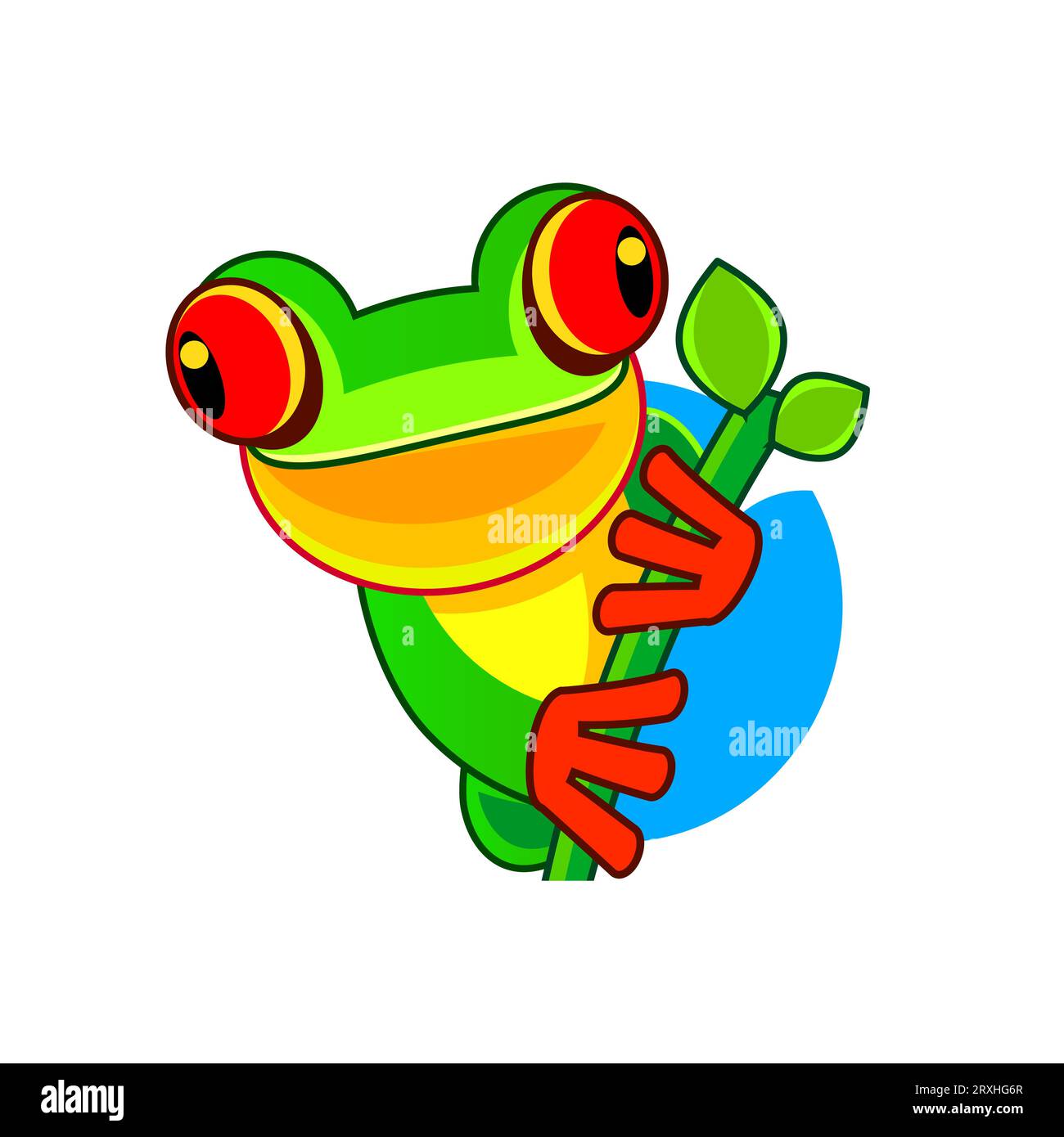 Cute green frog cartoon character isolated on white background Stock ...