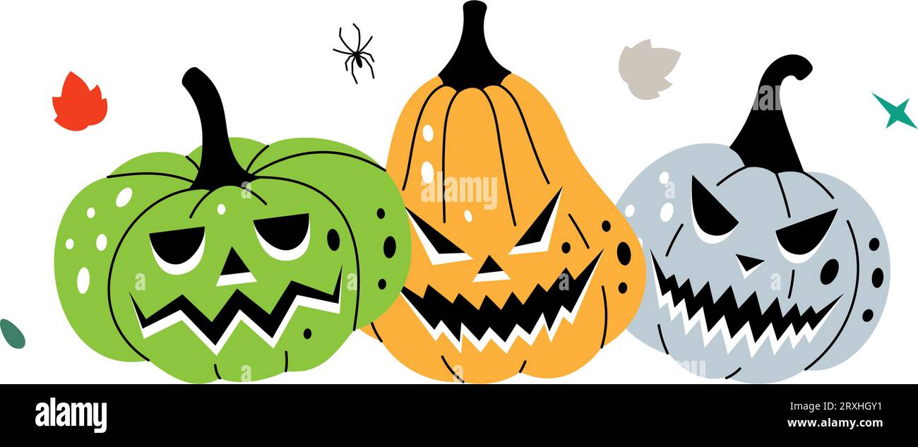 Autumn pumpkins scary faces. Pumpkins with scary faces. Autumn ...