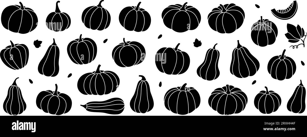 Halloween pumpkins set. Autumn halloween pumpkins. Autumn vegetables ...