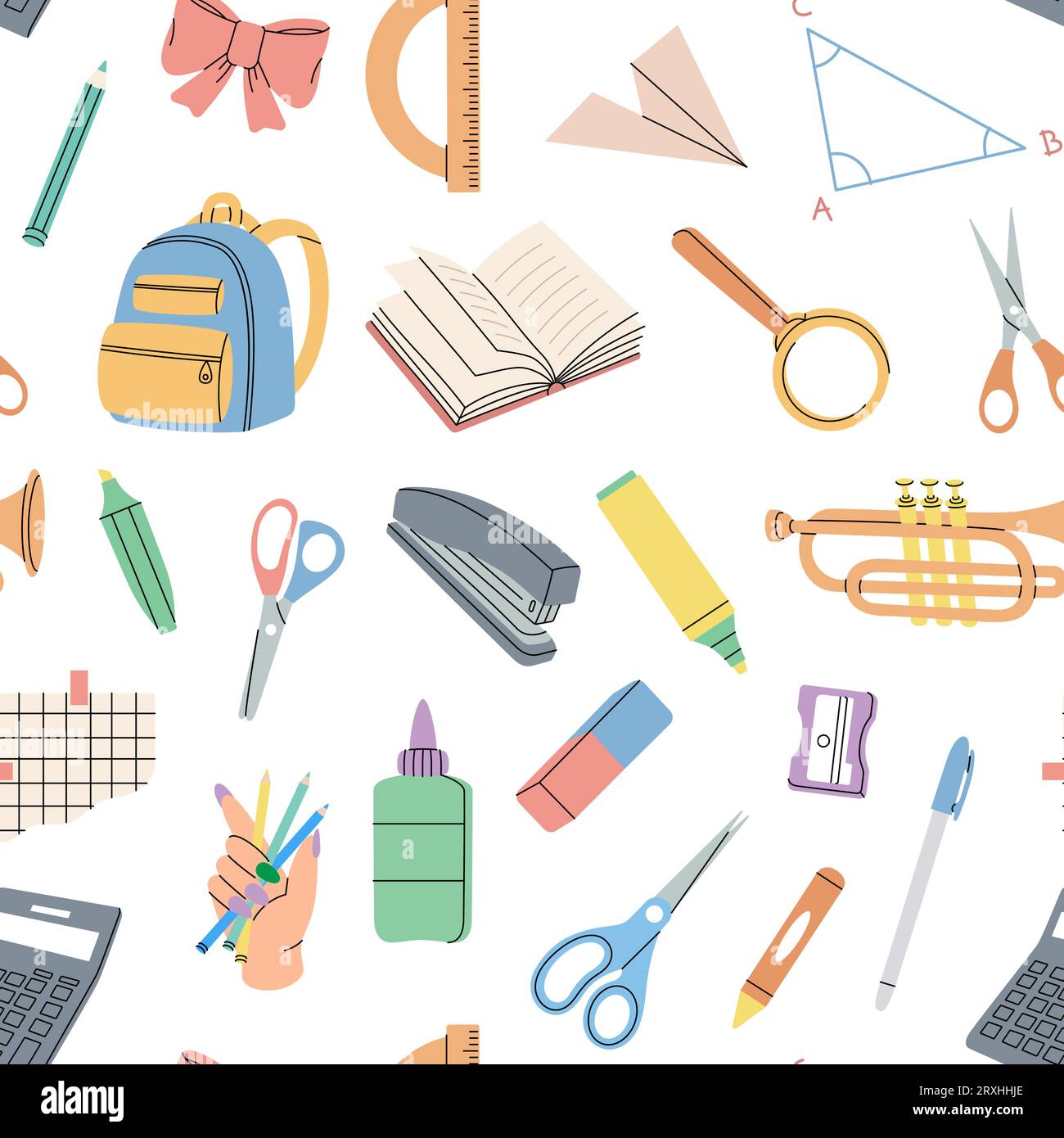 School accessories pattern. School supplies background. Back to school ...