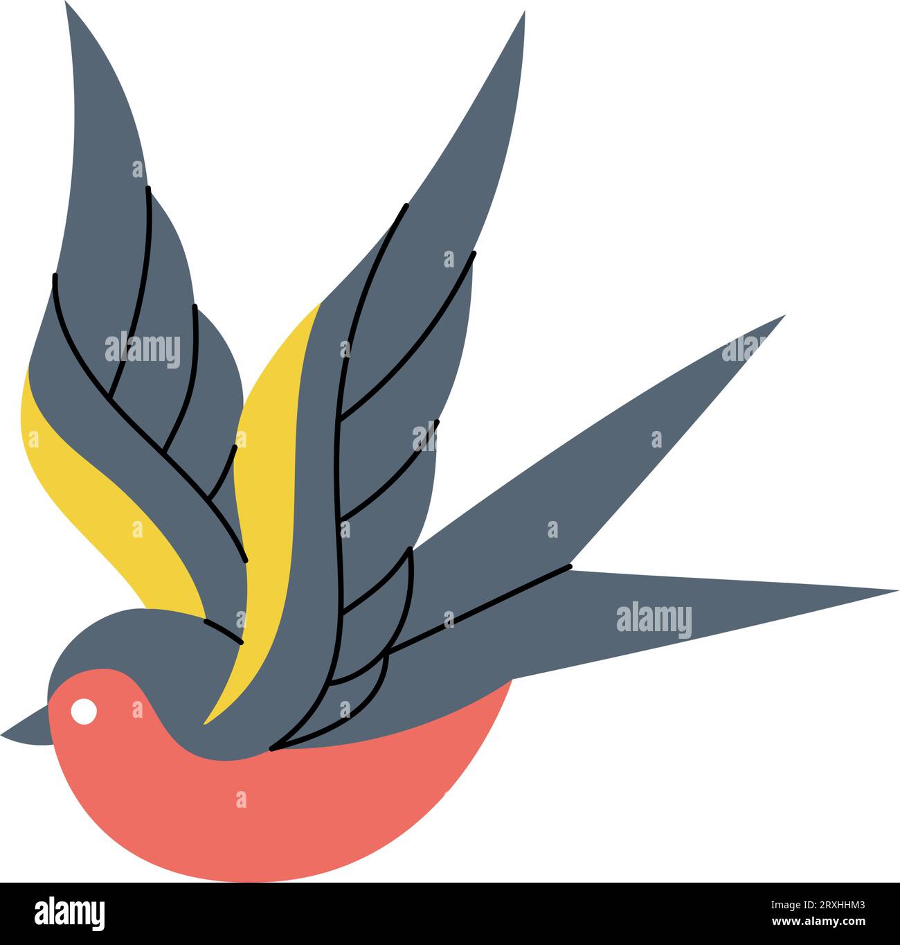 Swallow bird. Old school tattoo. Vector illustration Stock Vector Image ...