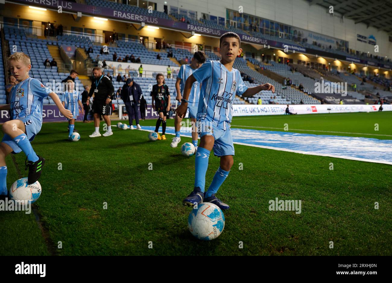 Coventry City matchday mascots play football before the Sky Bet ...