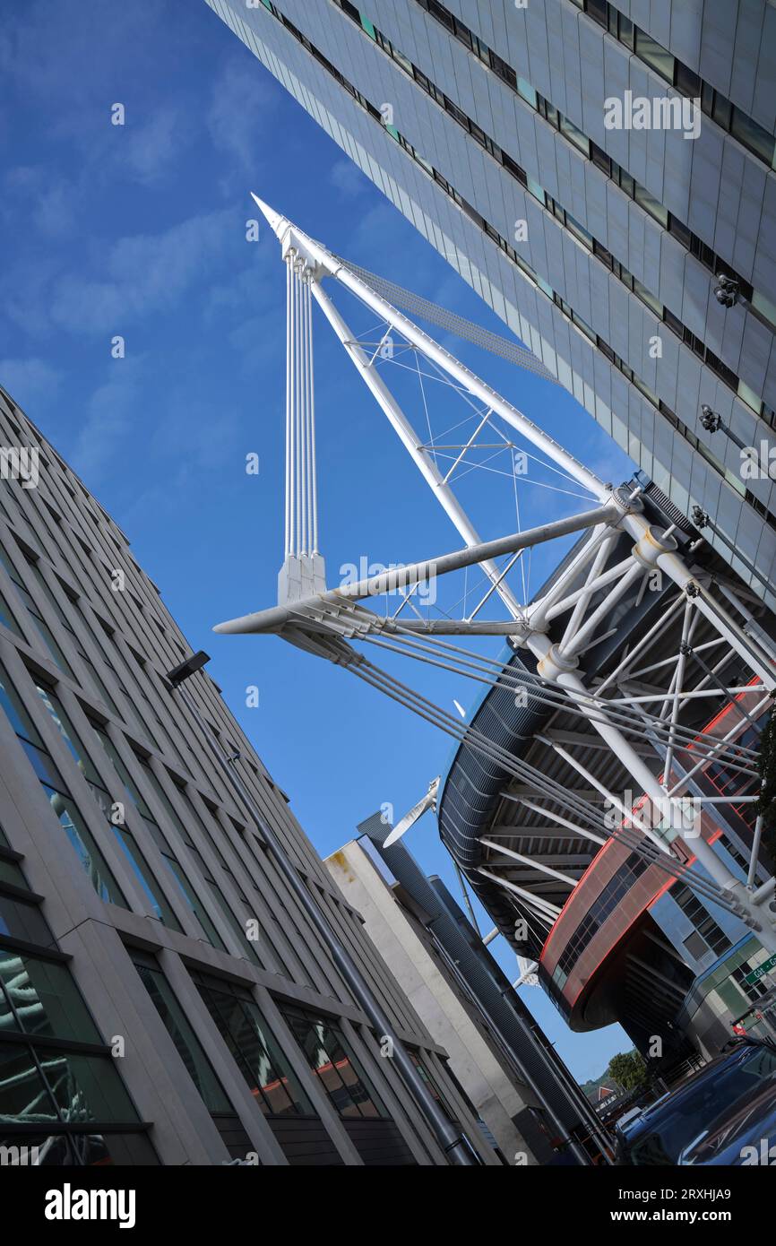 View along Wood Street to the Principality Stadium Cardiff South Wales ...