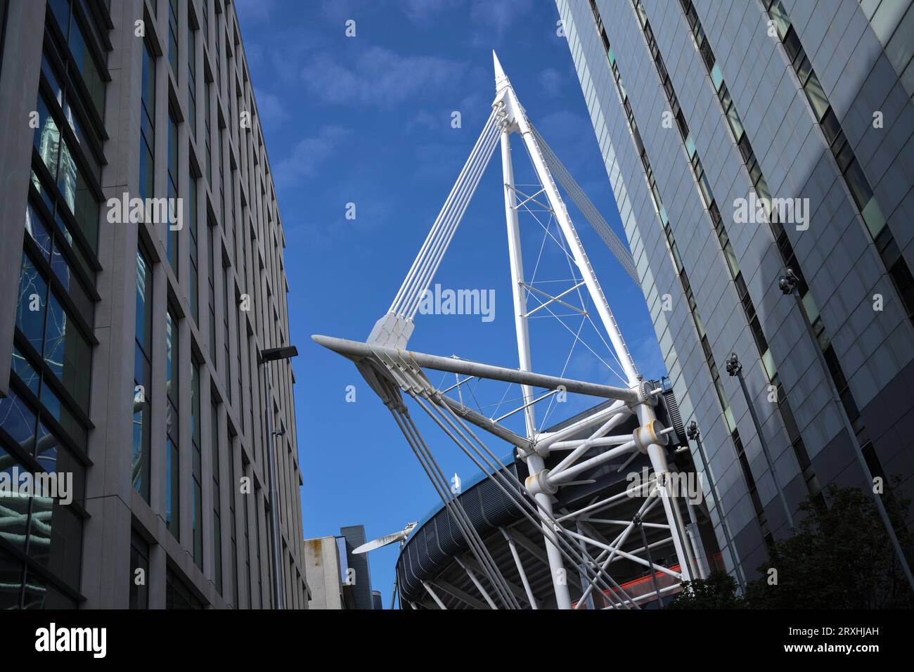 View along Wood Street to the Principality Stadium Cardiff South Wales ...