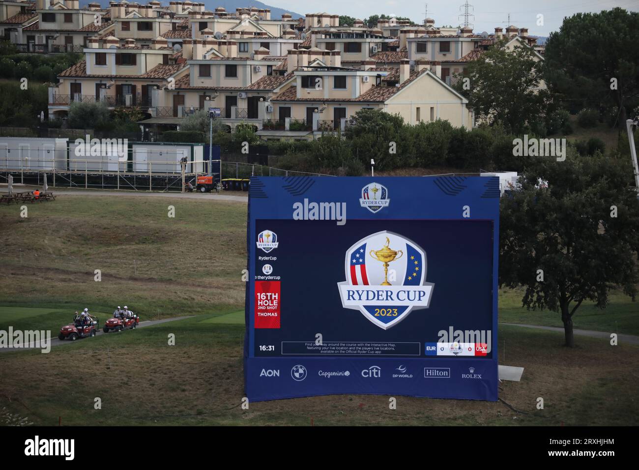 Rome, Italy. 25th Sep, 2023. ROME, Italy - 25.09.2023: Giant display on ...