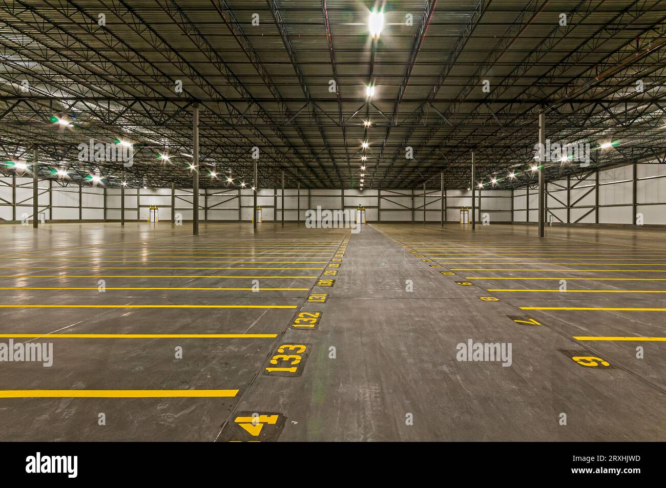 Interior of a large new commercial cold-storage (industrial ...