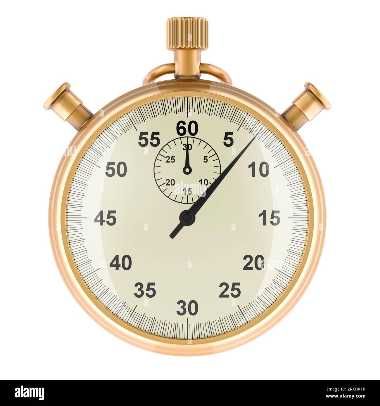 Golden Stopwatch, 3D rendering isolated on white background Stock Photo ...
