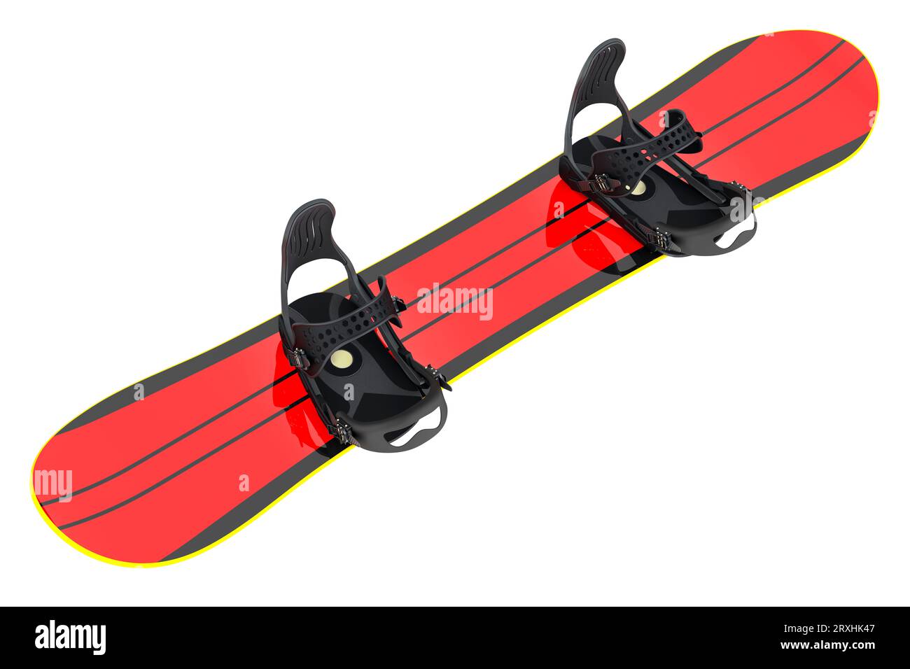 Snowboard with strap-in bindings, 3D rendering isolated on white ...
