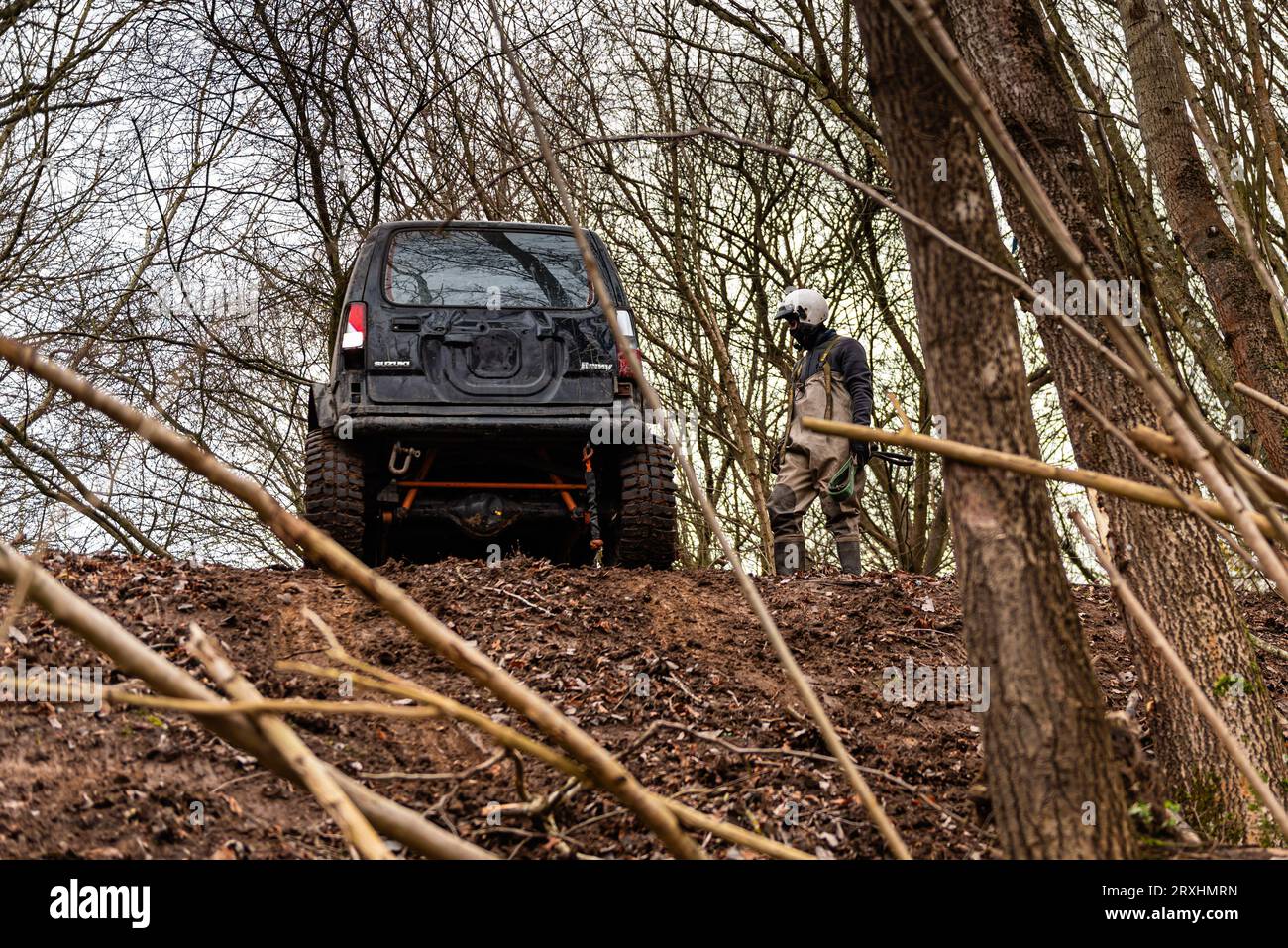 4x4 off-road rally, rally car overcoming obstacles Stock Photo - Alamy