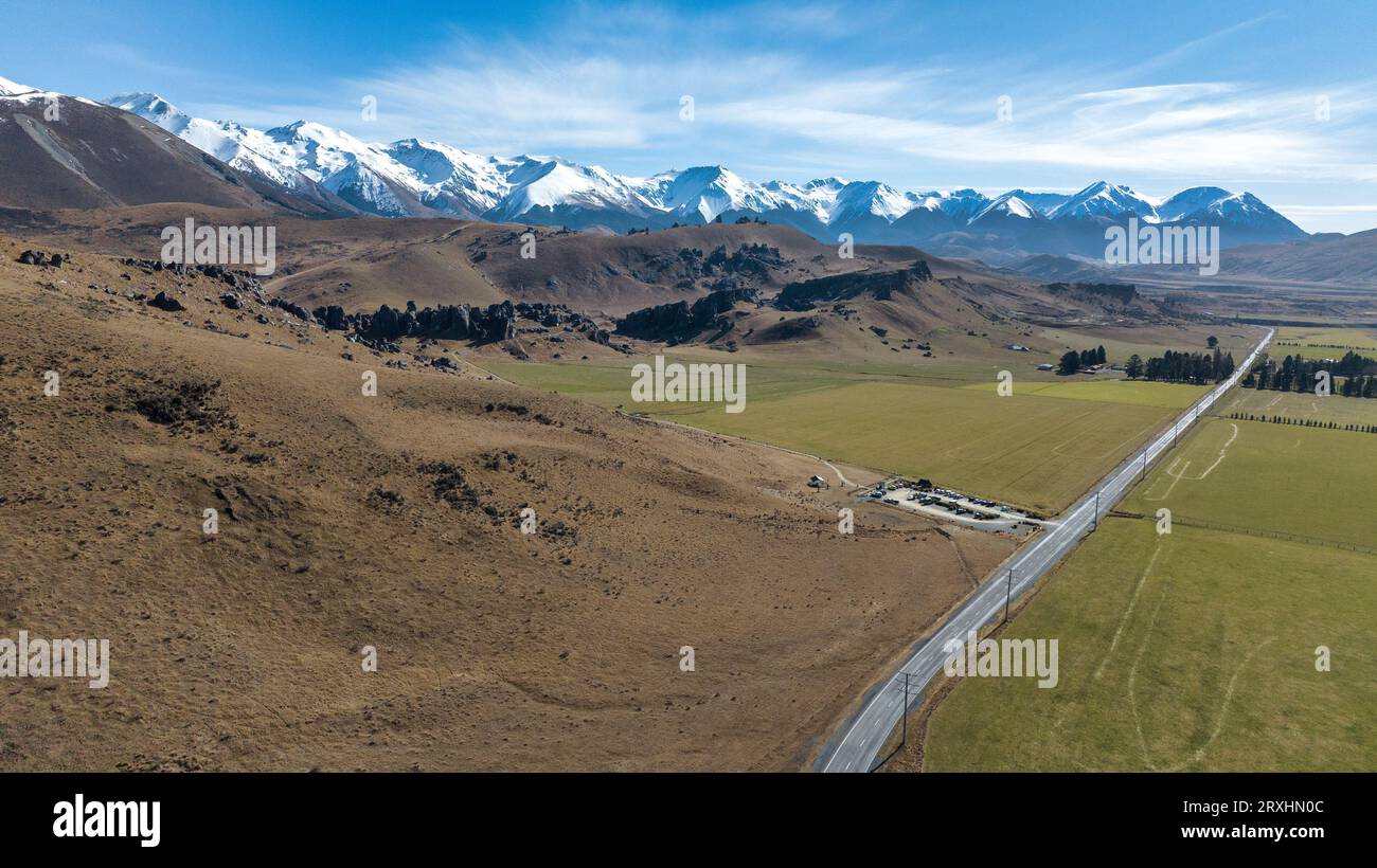 Aerial photo of the arid mountainous are around Castle Hill and the ...