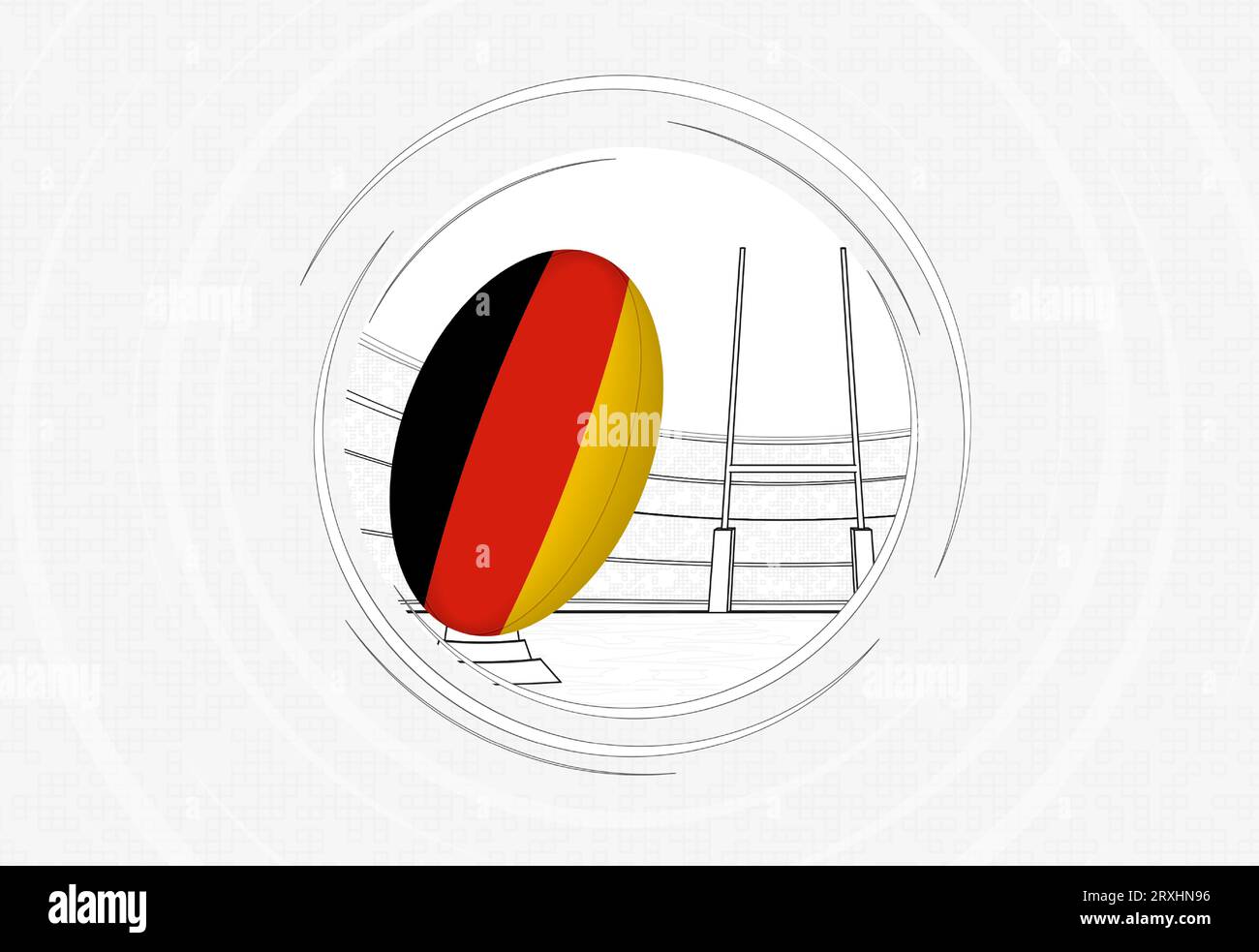 Germany flag on rugby ball, lined circle rugby icon with ball in a ...