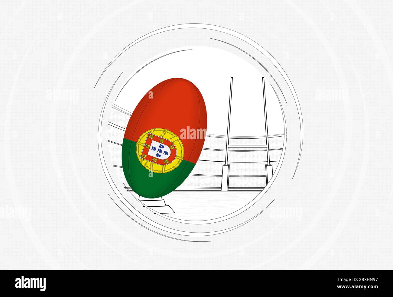 Portugal flag on rugby ball, lined circle rugby icon with ball in a ...