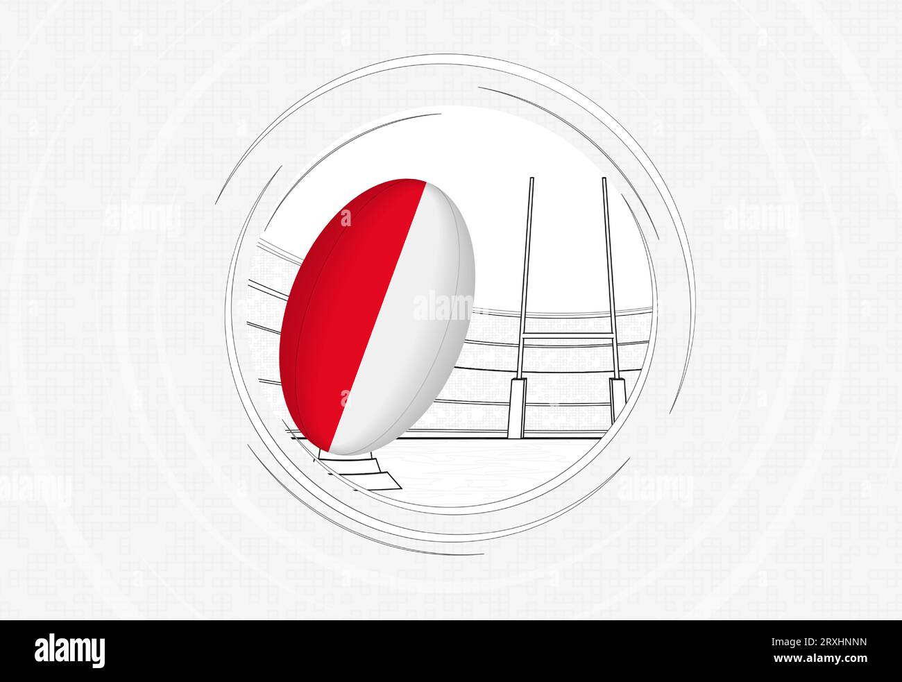 Monaco flag on rugby ball, lined circle rugby icon with ball in a ...