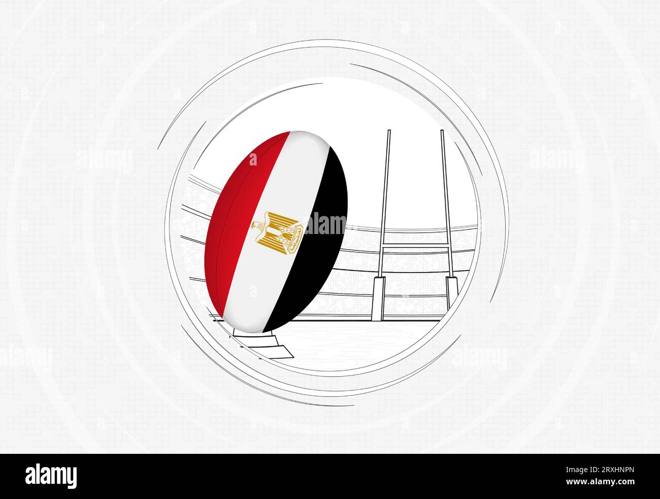 Egypt flag on rugby ball, lined circle rugby icon with ball in a ...