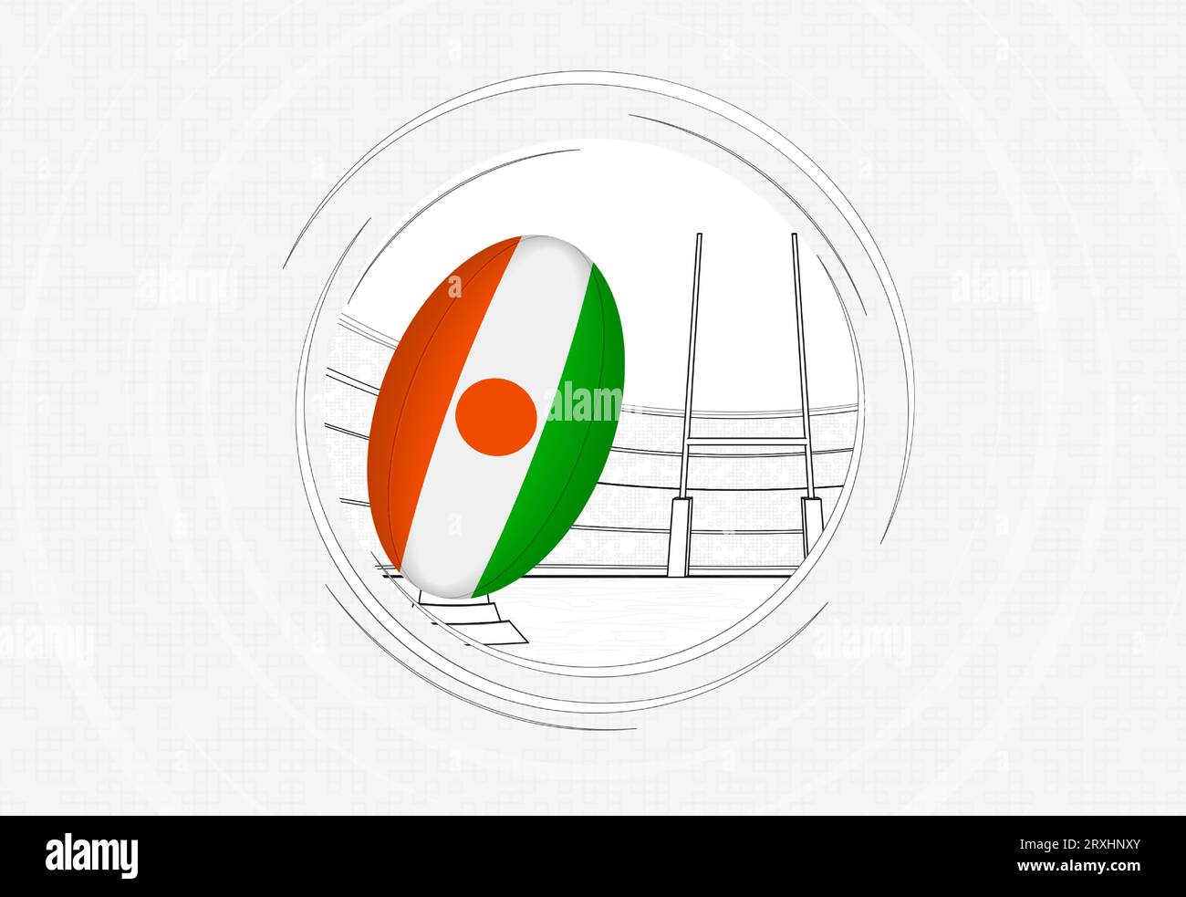 Niger flag on rugby ball, lined circle rugby icon with ball in a ...