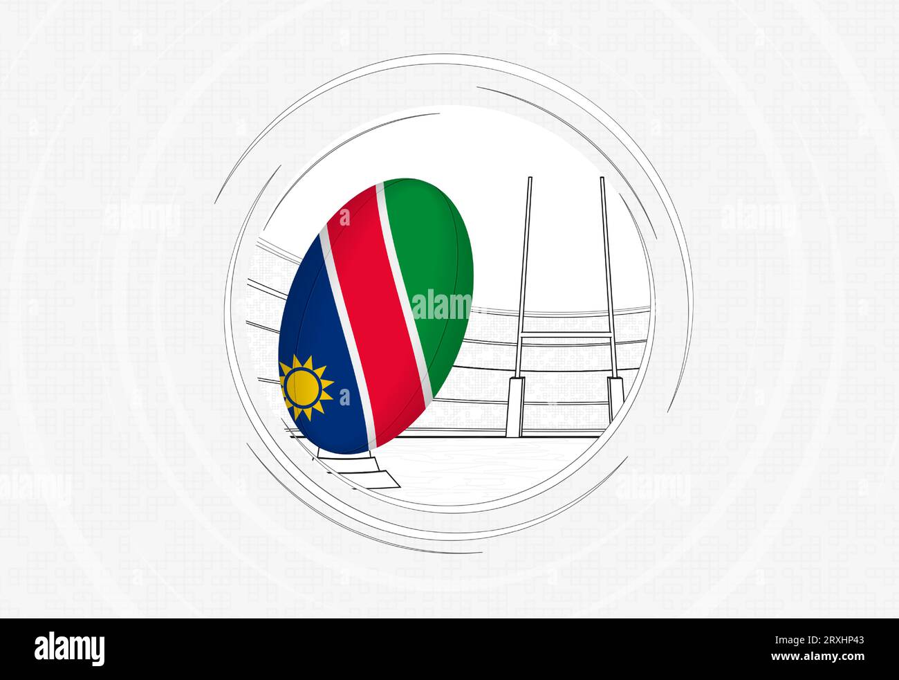 Namibia flag on rugby ball, lined circle rugby icon with ball in a ...