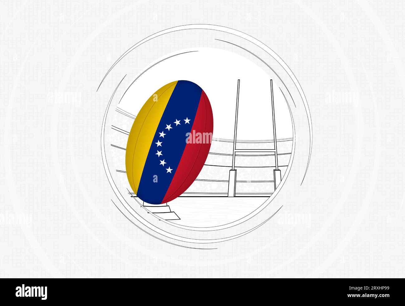 Venezuela flag on rugby ball, lined circle rugby icon with ball in a ...